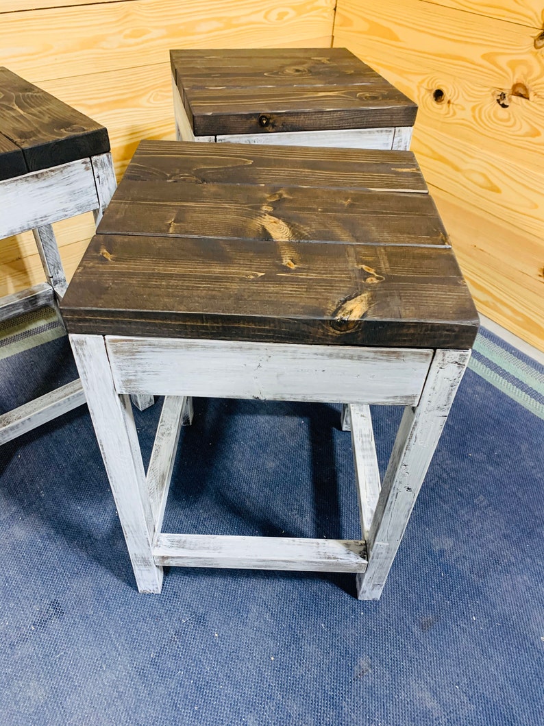 Rustic Farmhouse Counter Height Stools Espresso Brown Top and - Etsy
