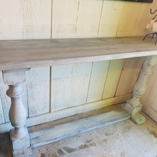 Rustic Farmhouse Entryway Table With Shelve and Turned Legs | Etsy