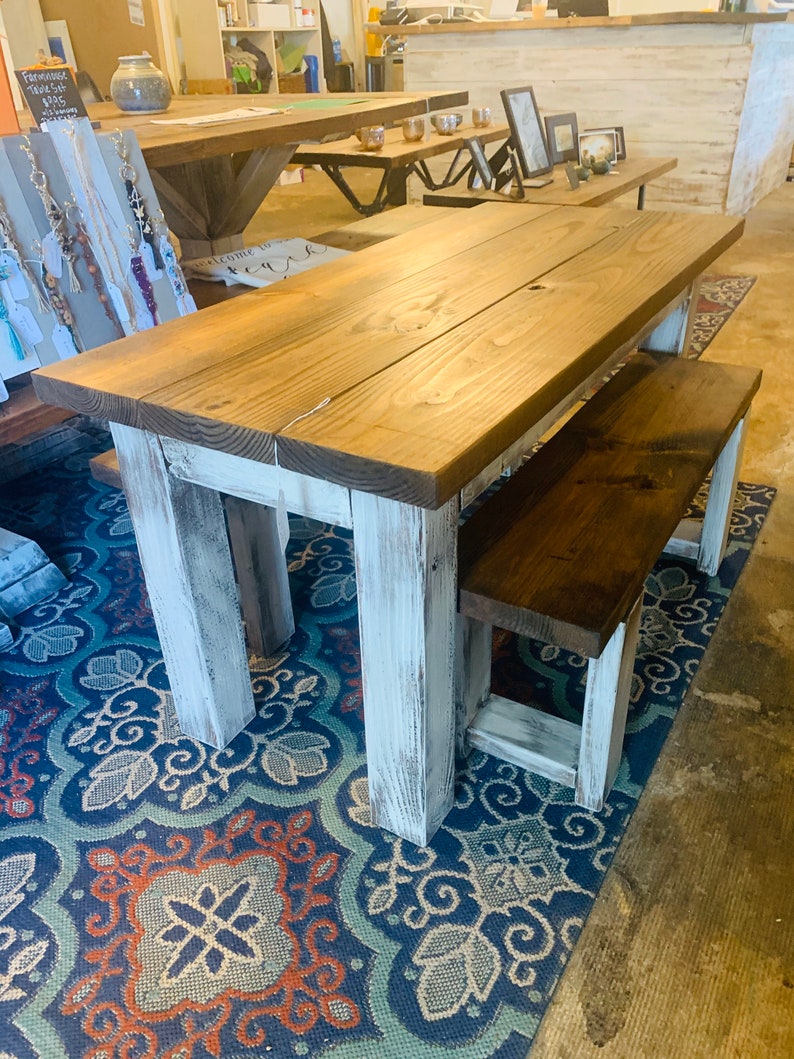 Kids Rustic Farmhouse Table Set With Benches Children's - Etsy