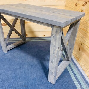 Rustic Farmhouse Desk With Gray Stained Finish and X Accents, Wooden ...