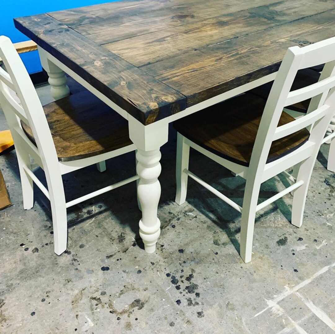 5ft Turned Leg Farmhouse Table, With Bench and Chairs, Dark Walnut ...