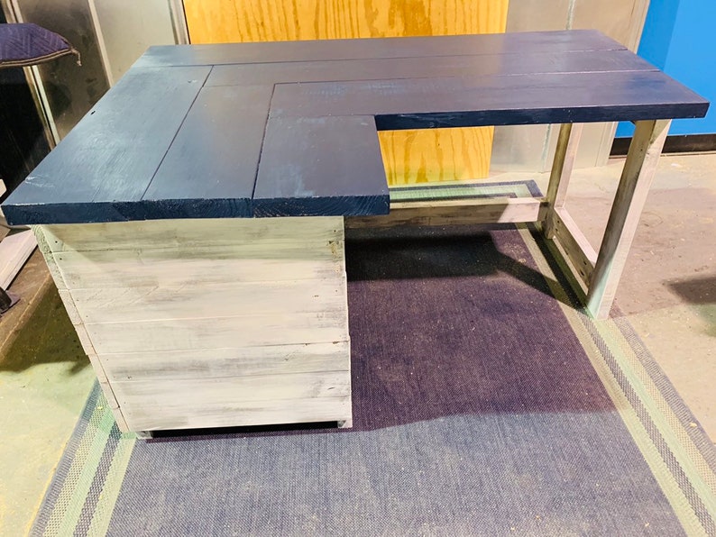 Rustic Farmhouse Left Return Desk with Storage L Desk with | Etsy