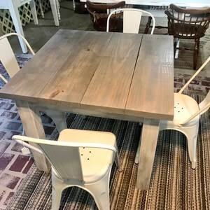 Square Farmhouse Table, Rustic Farmhouse Table, Dining Set With White ...