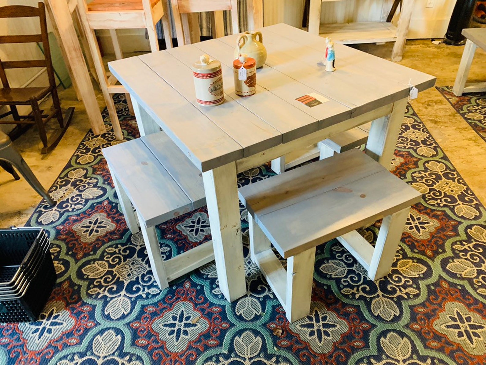 Square Farmhouse Table Rustic Farmhouse Table Dining Set - Etsy