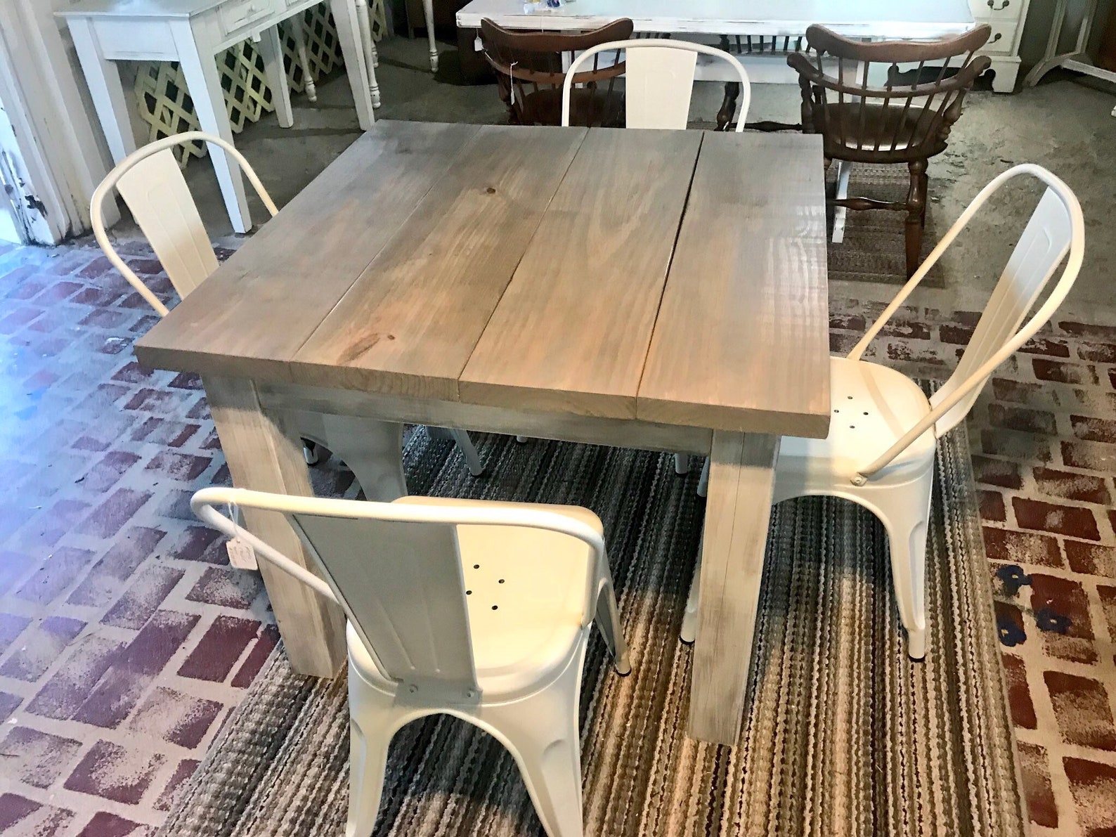 Square Farmhouse Table Rustic Farmhouse Table Dining Set | Etsy