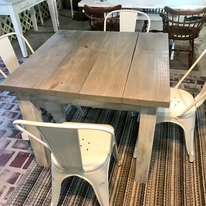 Square Farmhouse Table, Rustic Farmhouse Table, Dining Set With White ...