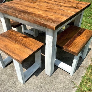 Square Small Farmhouse Table, Rustic Table, Small Dining Set With ...