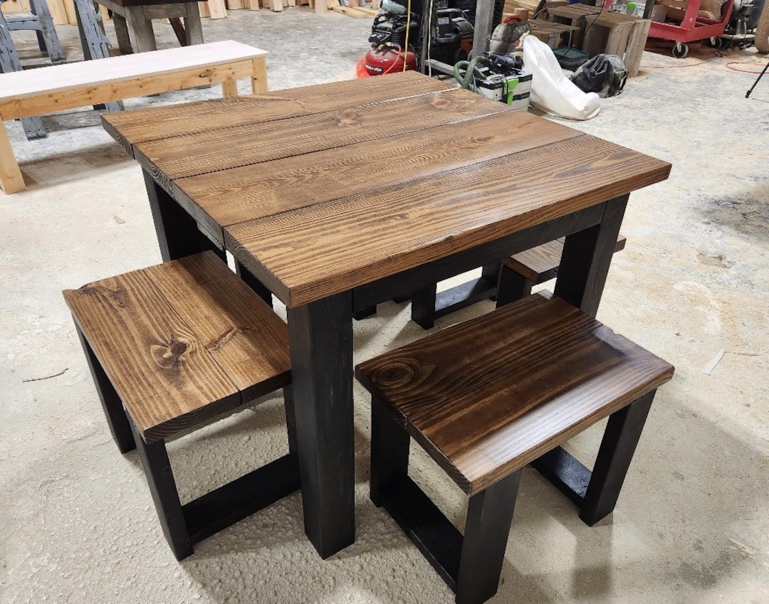 Square Farmhouse Table, Modern Farmhouse Table, Dining Set With Stools ...