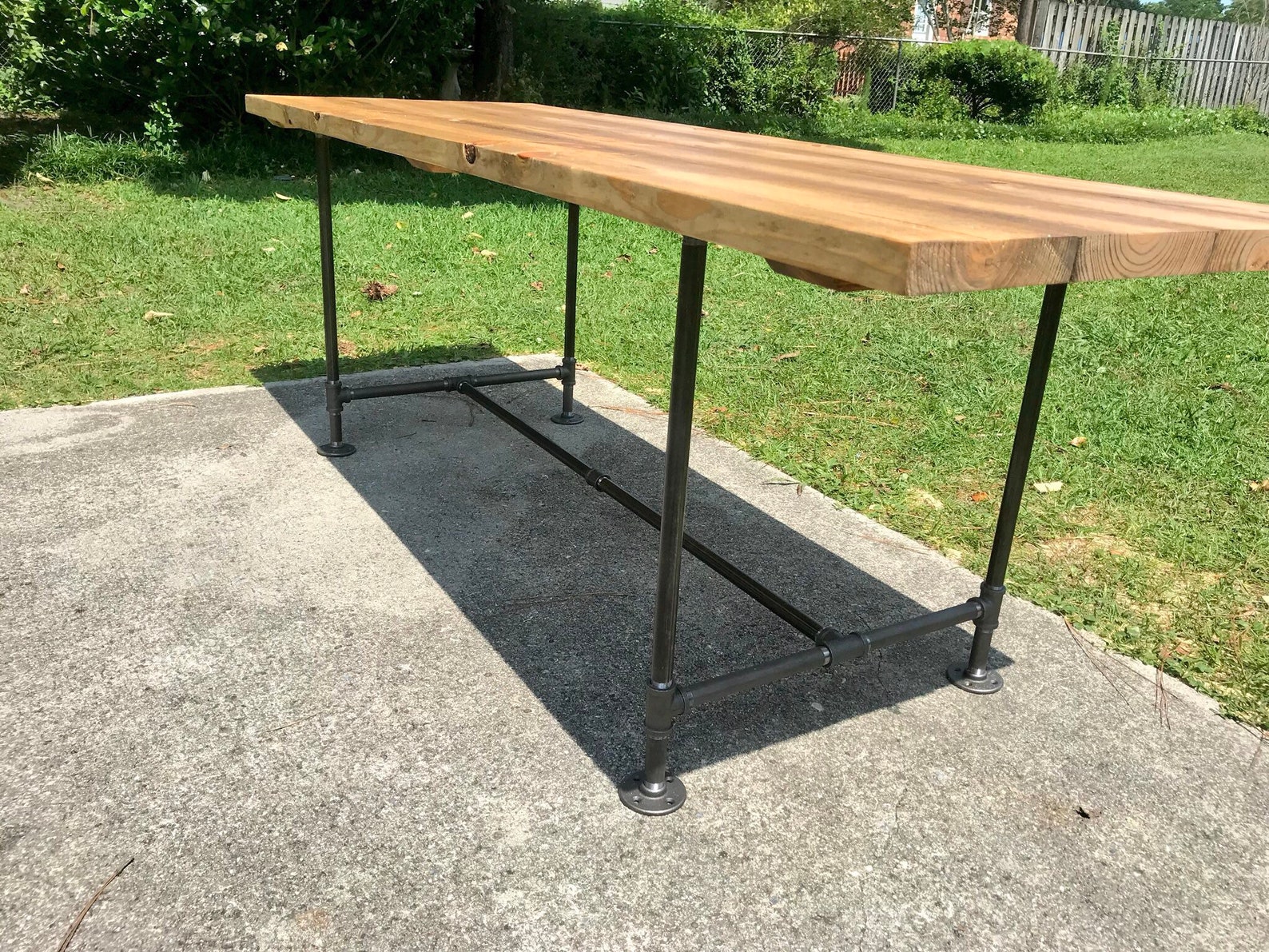 Industrial Style Farmhouse Table With Black Iron Pipe Base and | Etsy