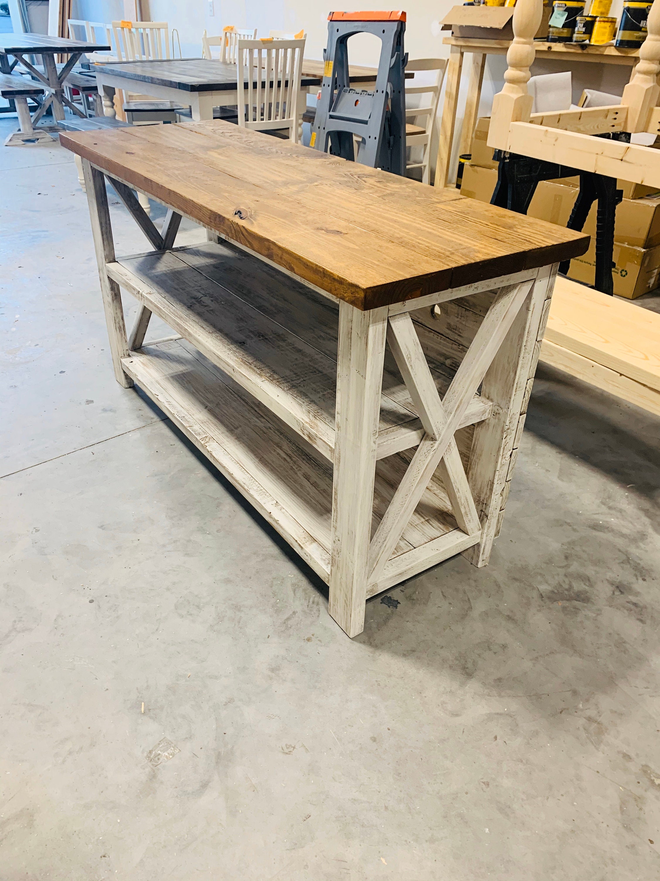 Rustic Wooden Buffet Table, Rustic Console Table, Farmhouse Buffet ...