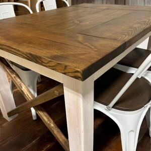 Small Farmhouse Table With Chairs - Espresso Brown, Marshmallow White - Rectangle Kitchen or ...