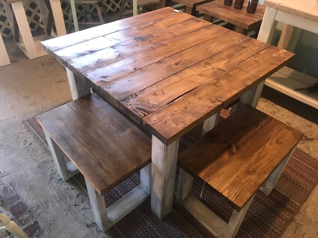 Square Farmhouse Table Rustic Farmhouse Table Dining Set - Etsy