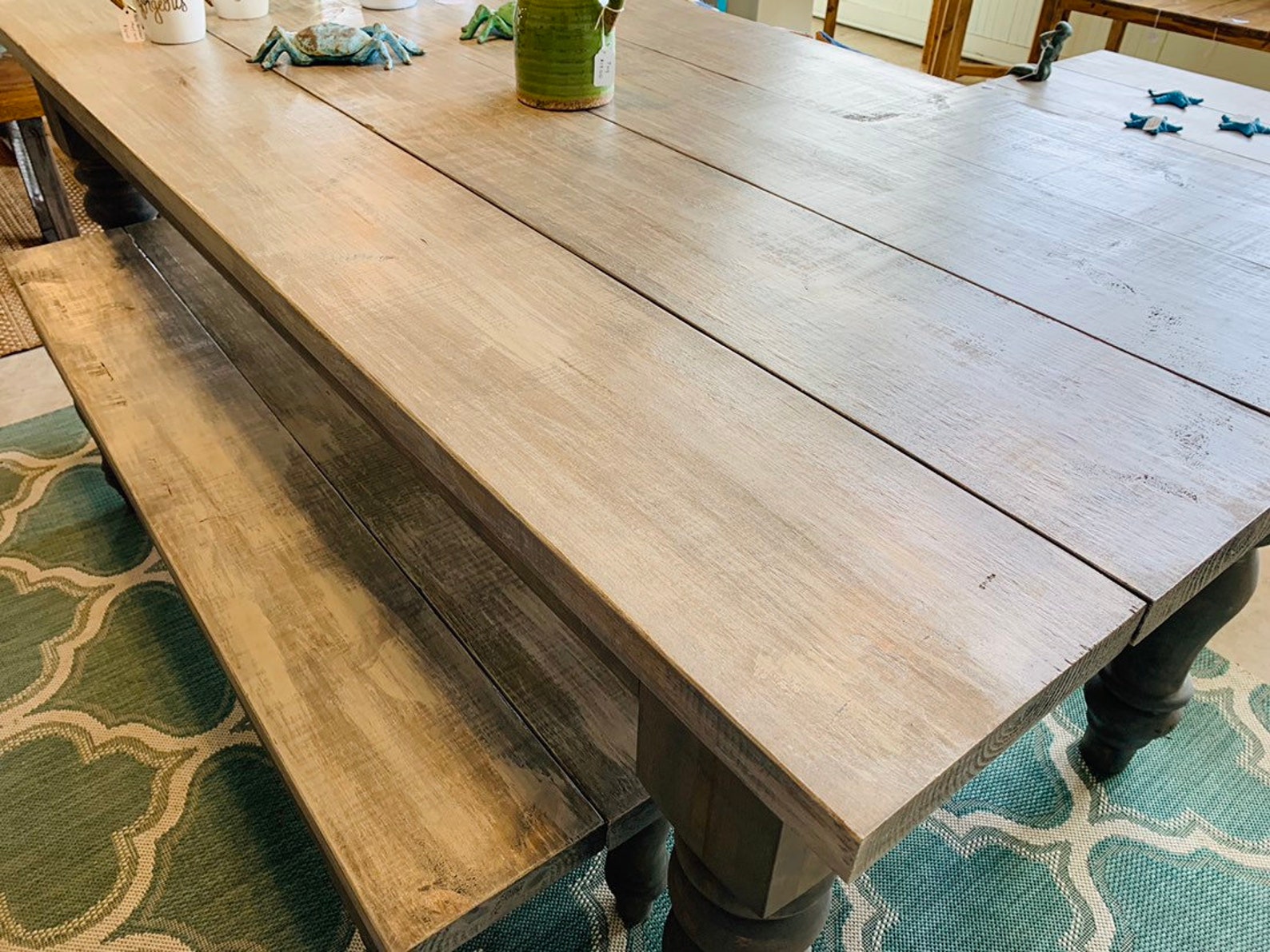 Rustic Farmhouse Table Set With Turned Chunky Legs Includes | Etsy