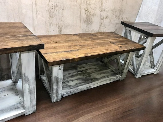 White and dark wood end tables store