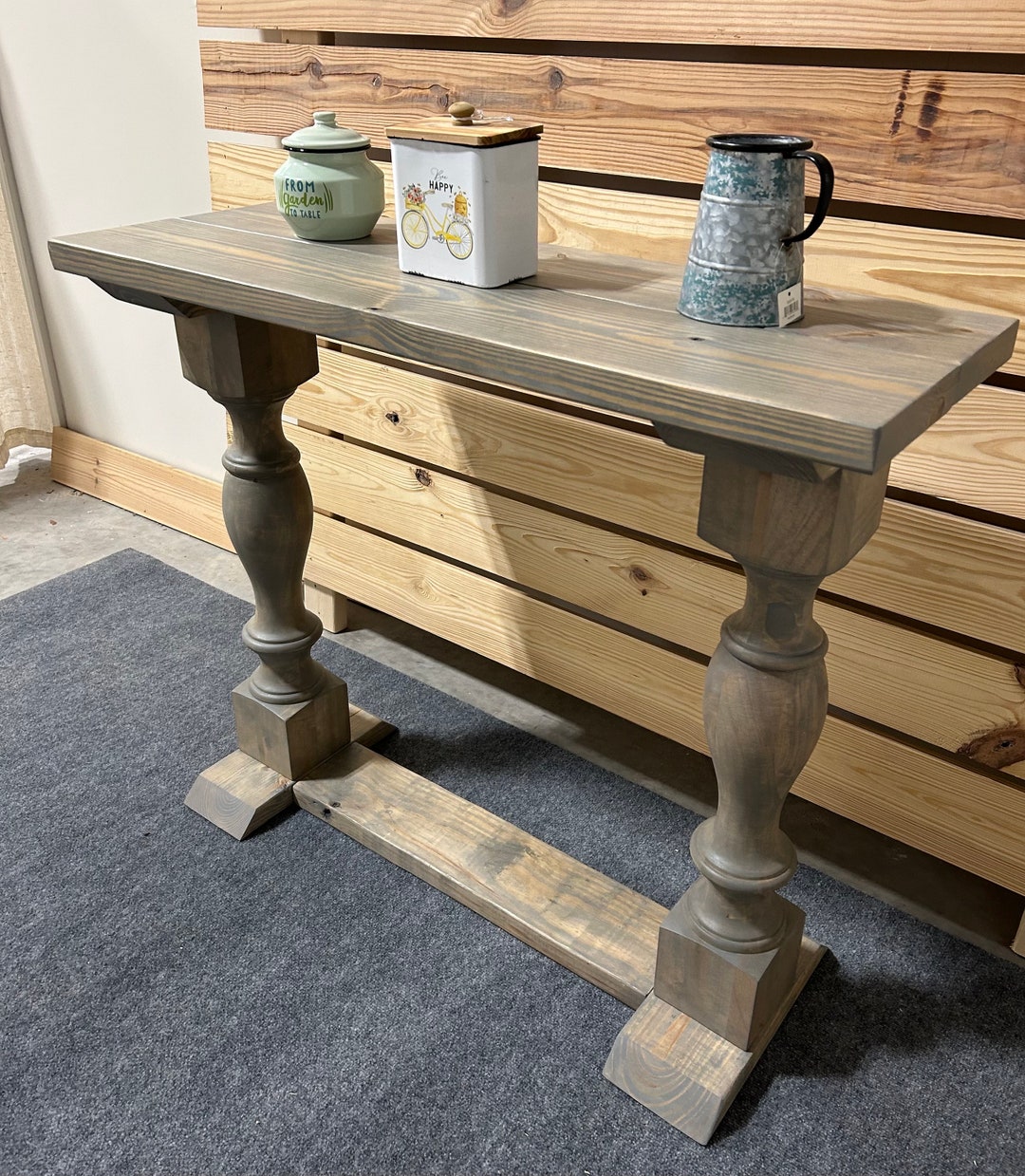 Turned Leg Wooden Console Table: Classic Gray Farmhouse Entryway Decor ...