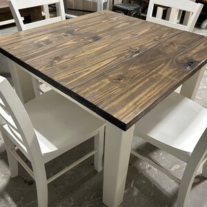 Rustic Square Farmhouse Table With Chairs: Reclaimed Wood, Dark Walnut ...