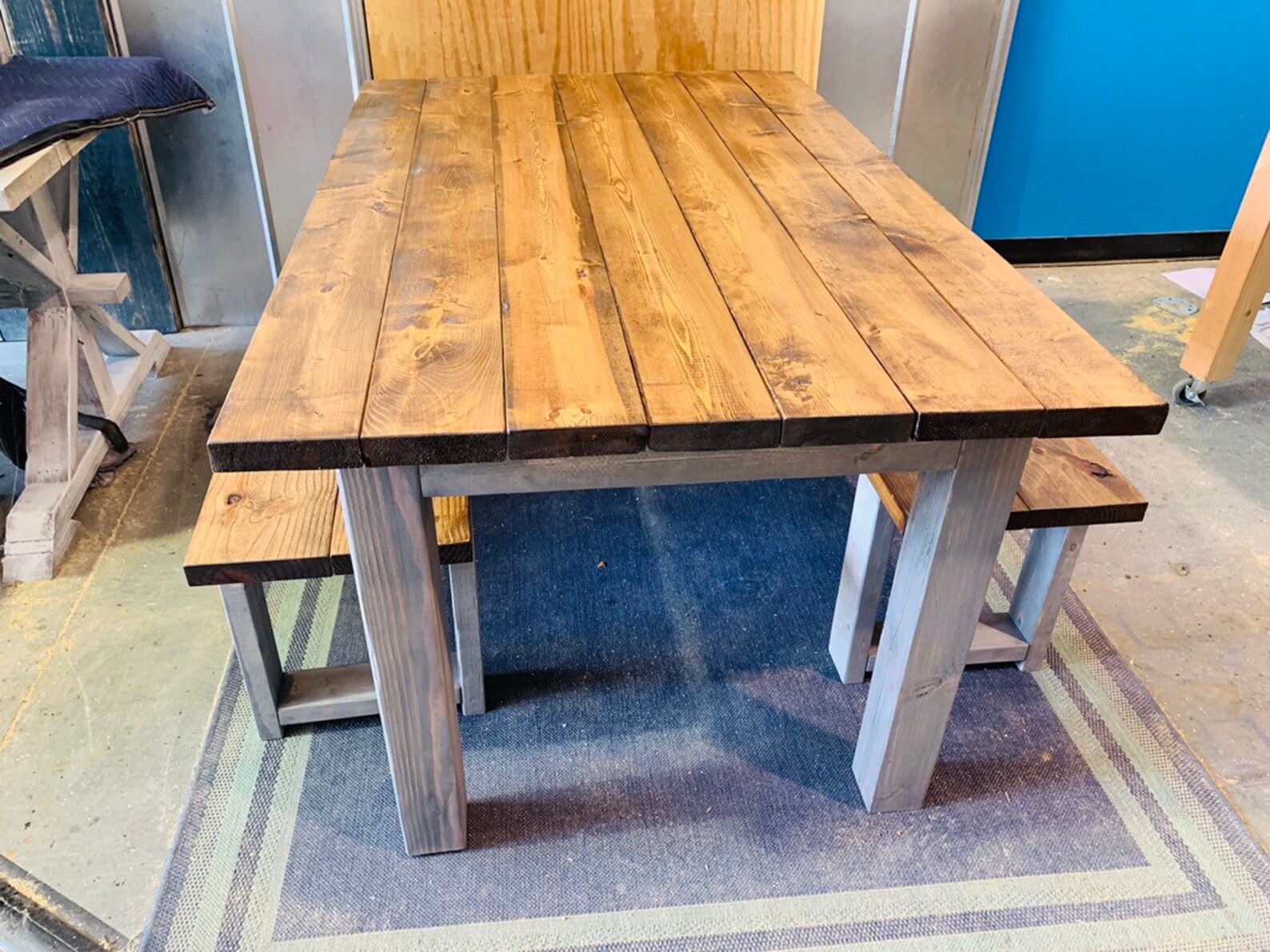 Small Farmhouse Table Rustic Farmhouse Table With Benches - Etsy