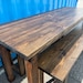 7ft Counter Height Farmhouse Table With Benches: Rustic Dark Walnut ...