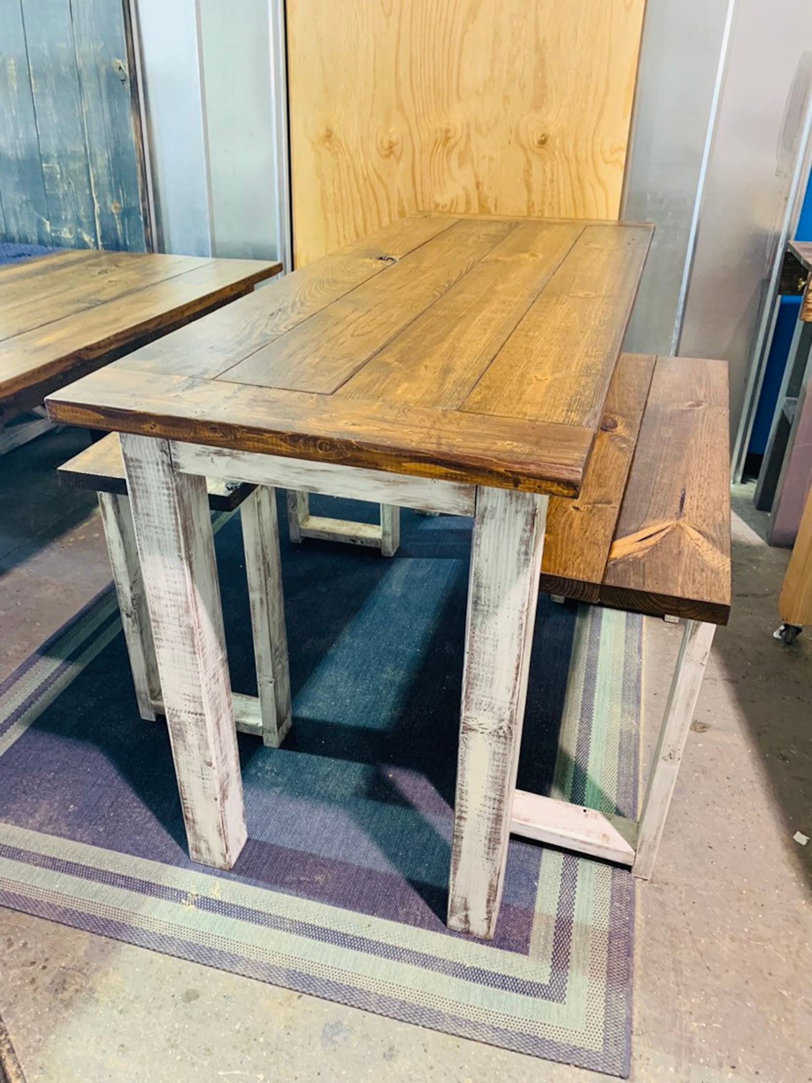 Counter Height Table Set Breadboard Provincial Brown Top and - Etsy