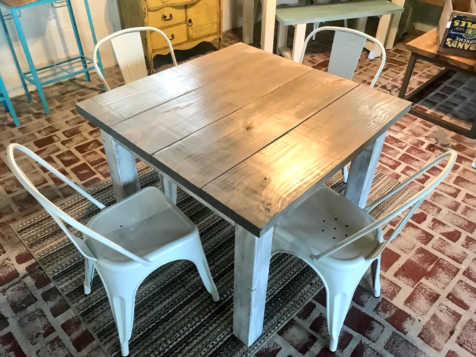 Square Farmhouse Table Rustic Farmhouse Table Dining Set - Etsy
