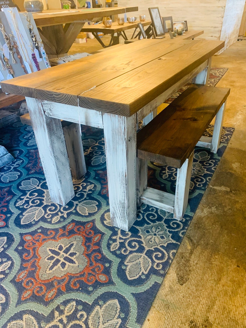 Kids Rustic Farmhouse Table Set With Benches Children's - Etsy