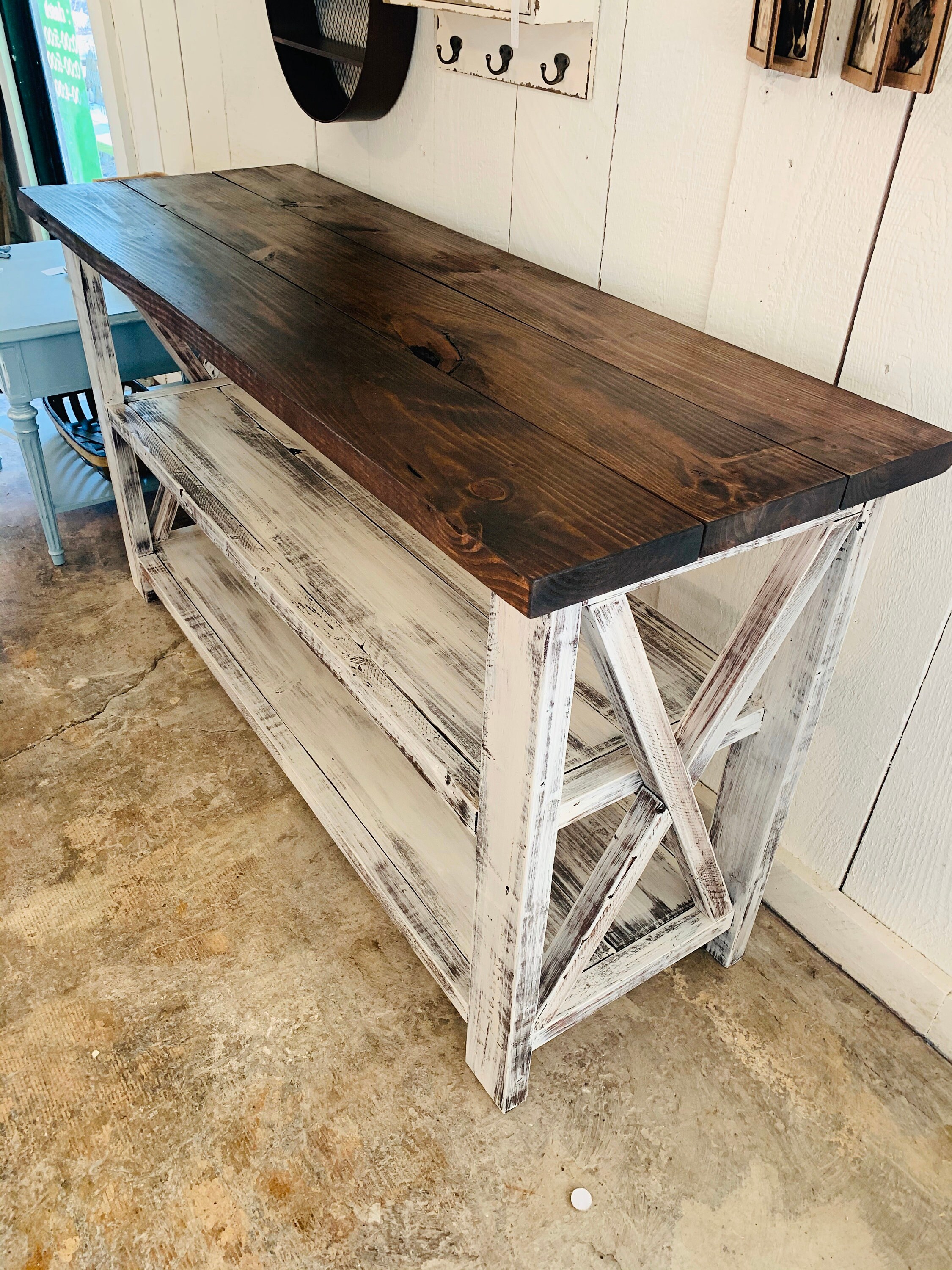 Rustic Wooden Buffet Table, Rustic Console Table, Farmhouse Buffet ...