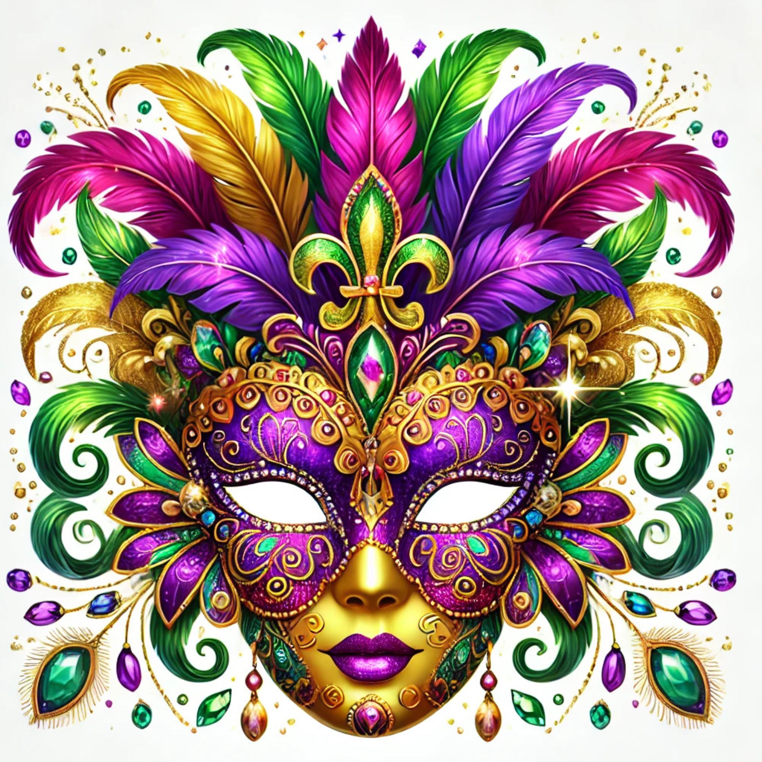 A Vibrant and Festive Mardi Gras Mask Illustration Featuring Bright and ...