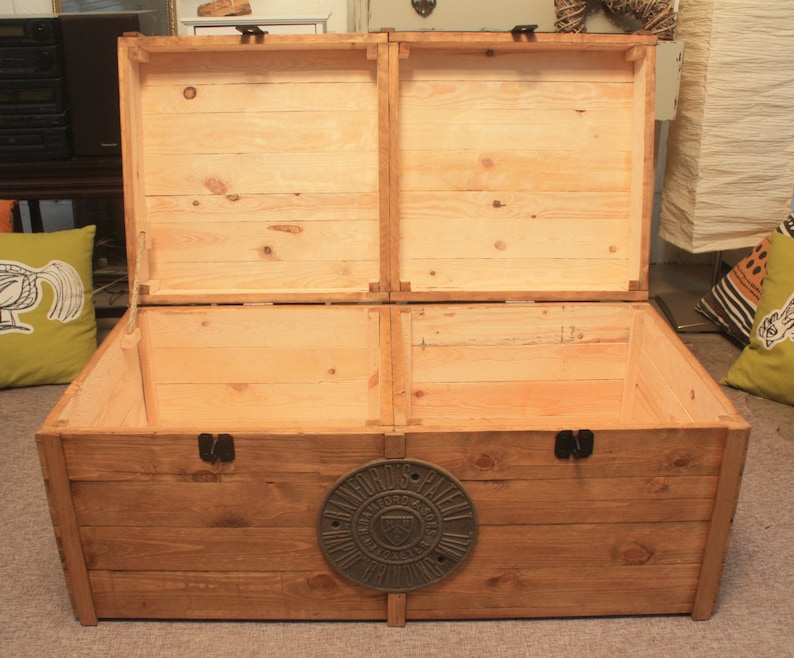 Large Vintage Wooden Chest Trunk Rustic Storage Blanket Box - Etsy