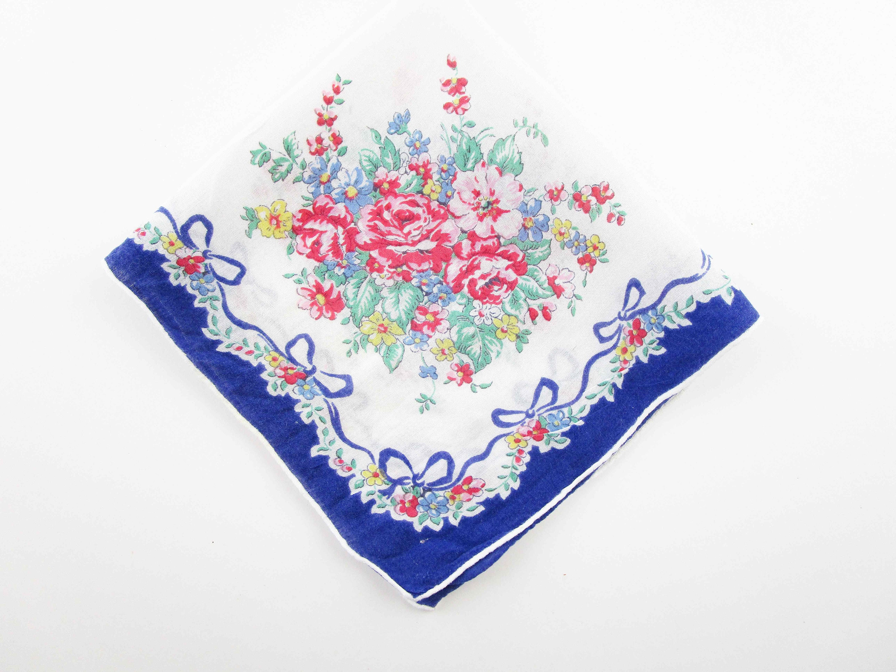 Navy Blue Border With White Rolled Hem - Colorful Flower Bouquets ...