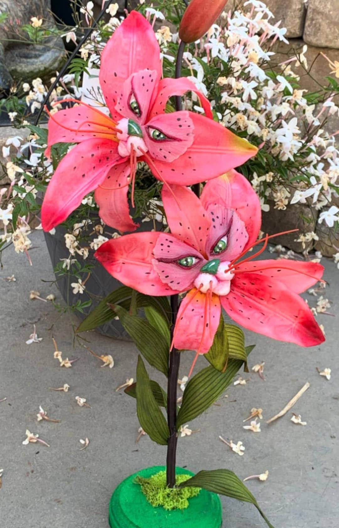 Alice in Wonderland (non) Talking Flowers Tiger Lily Twins in Pink ...