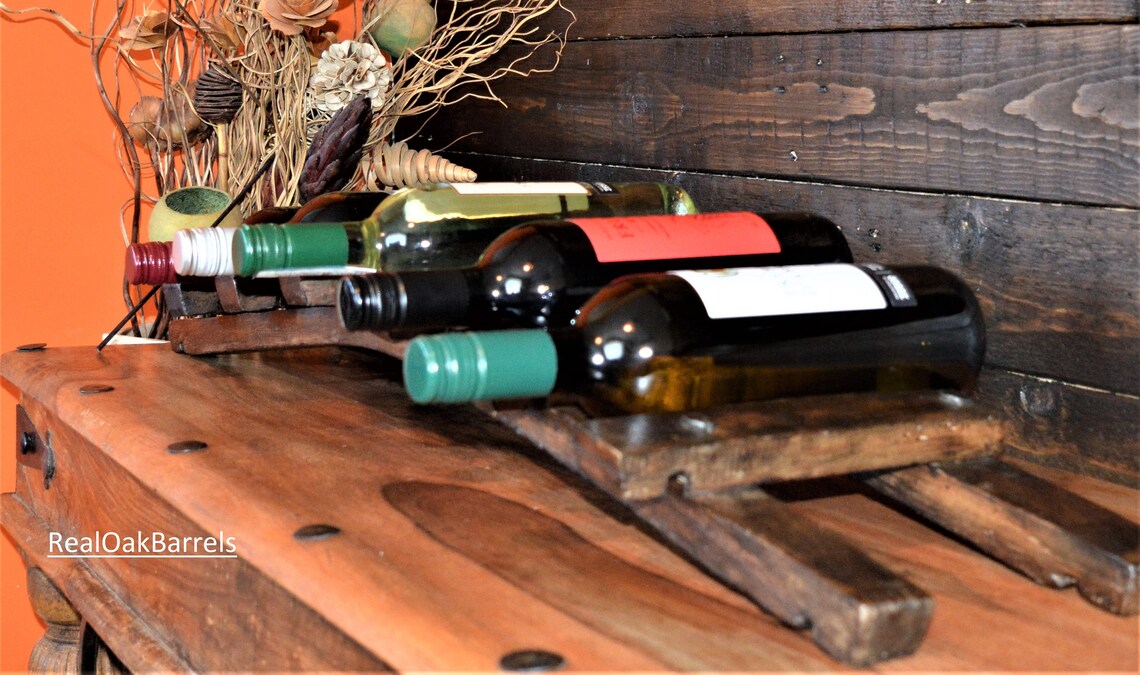 Solid Oak Whiskey Barrel Rustic Wine Bottle Rack Best - Etsy