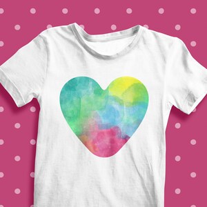 Rainbow Watercolor Heart PNG Transparent Background Clip Art Printable ...