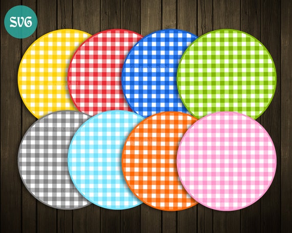 Gingham Circles SVG Files Printable Craft Supply Clip Arts | Etsy UK