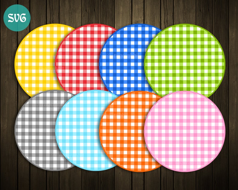 Gingham Circles SVG Files Printable Craft Supply Clip Arts - Etsy UK