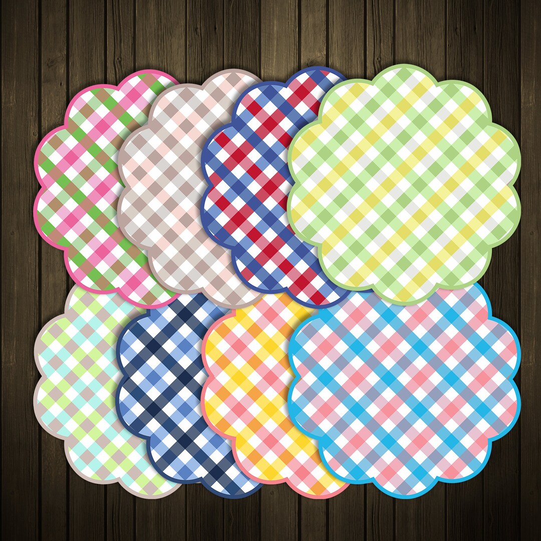 Scalloped Gingham Circles SVG Vector Clip Art Files Transparent ...