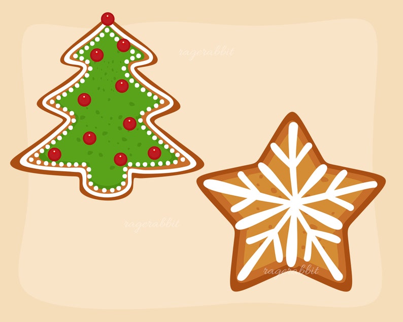 Christmas Gingerbread Cookies, Vector Illustrations, Clip Art ...