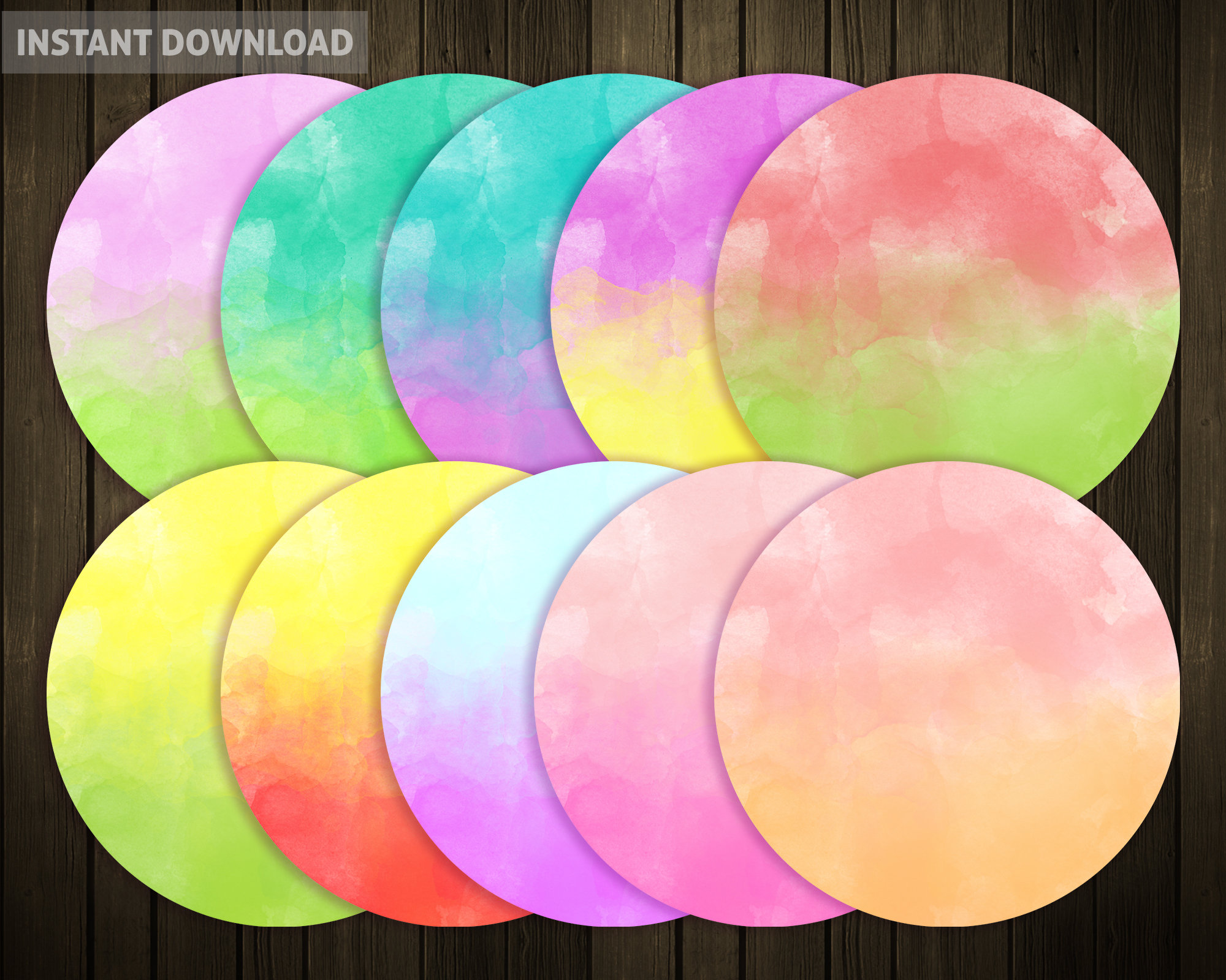 10 Ombre Watercolor Circles PNG Easter Clip Art Files Frames Labels ...