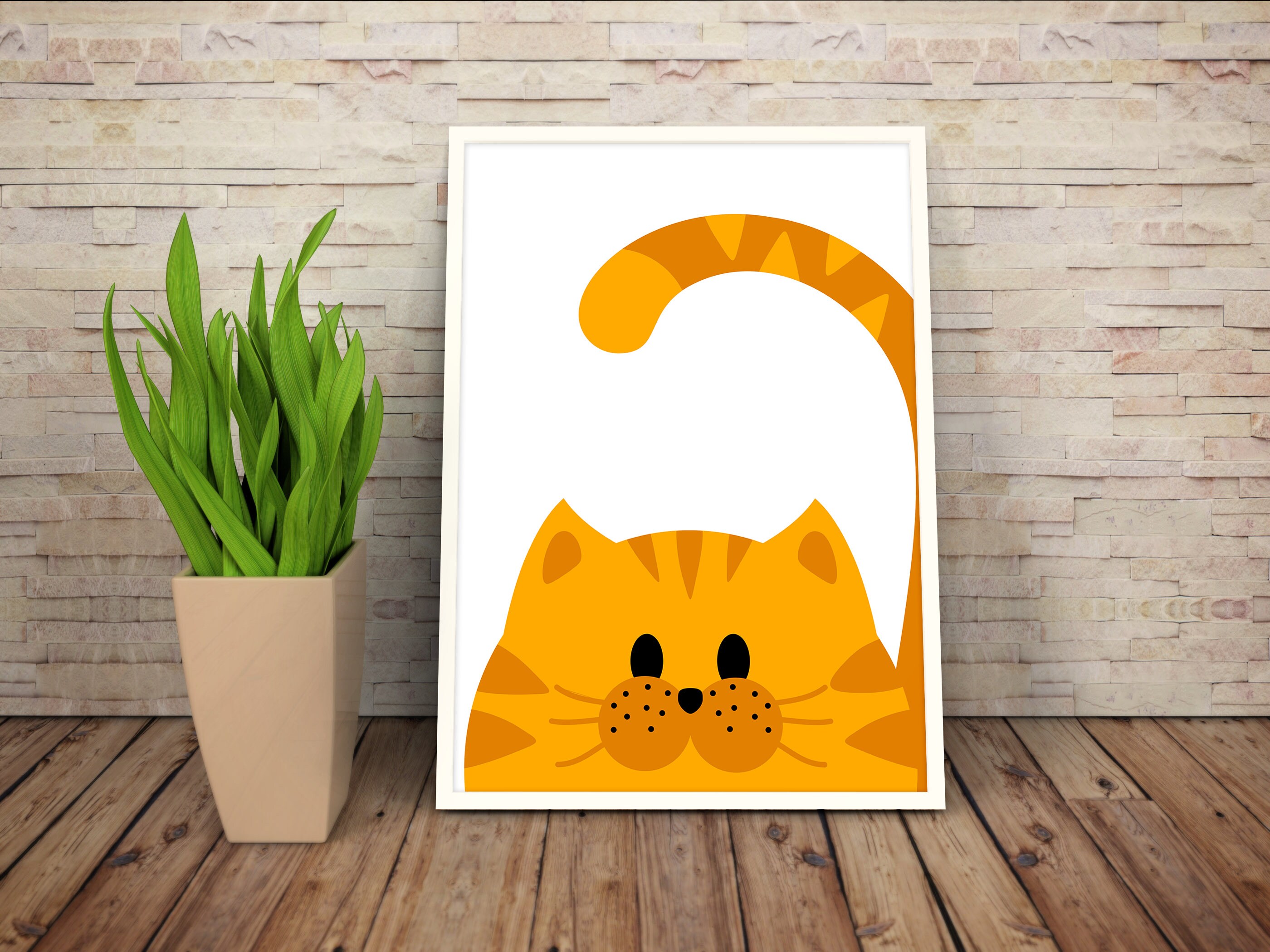 Orange Cat, Cartoon, Poster, Wall Art, Nursery, Printable Nursery Art ...