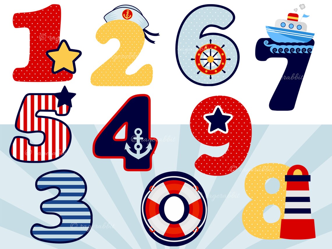 Nautical Marine Numbers Clip Art, Commercial Use, Vector Graphics ...