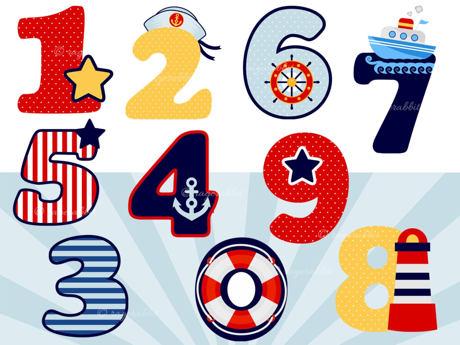 Nautical Marine Numbers Clip Art, Commercial Use, Vector Graphics ...