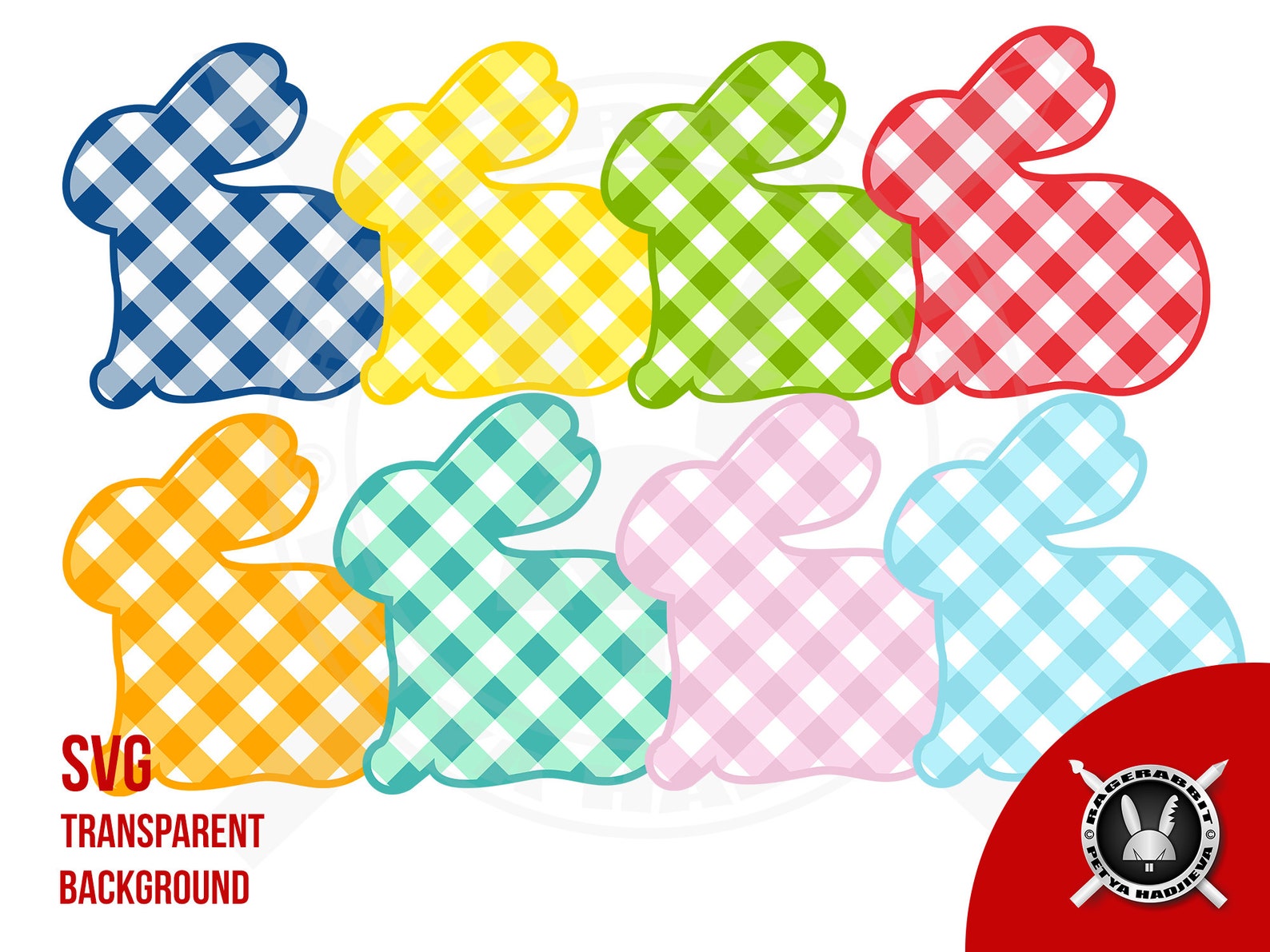 Gingham Easter Rabbits SVG Printable Sublimation Files Prints and ...