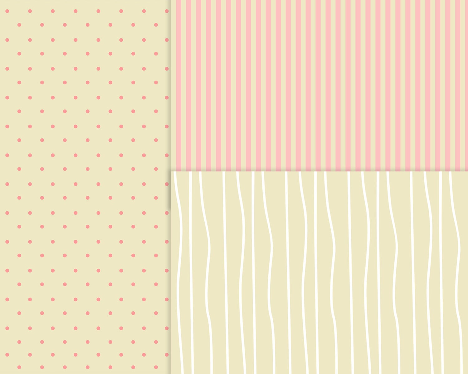 Vintage Digital Paper Set, Polka Dots, Stripes, Spring, Leaf, Natural ...