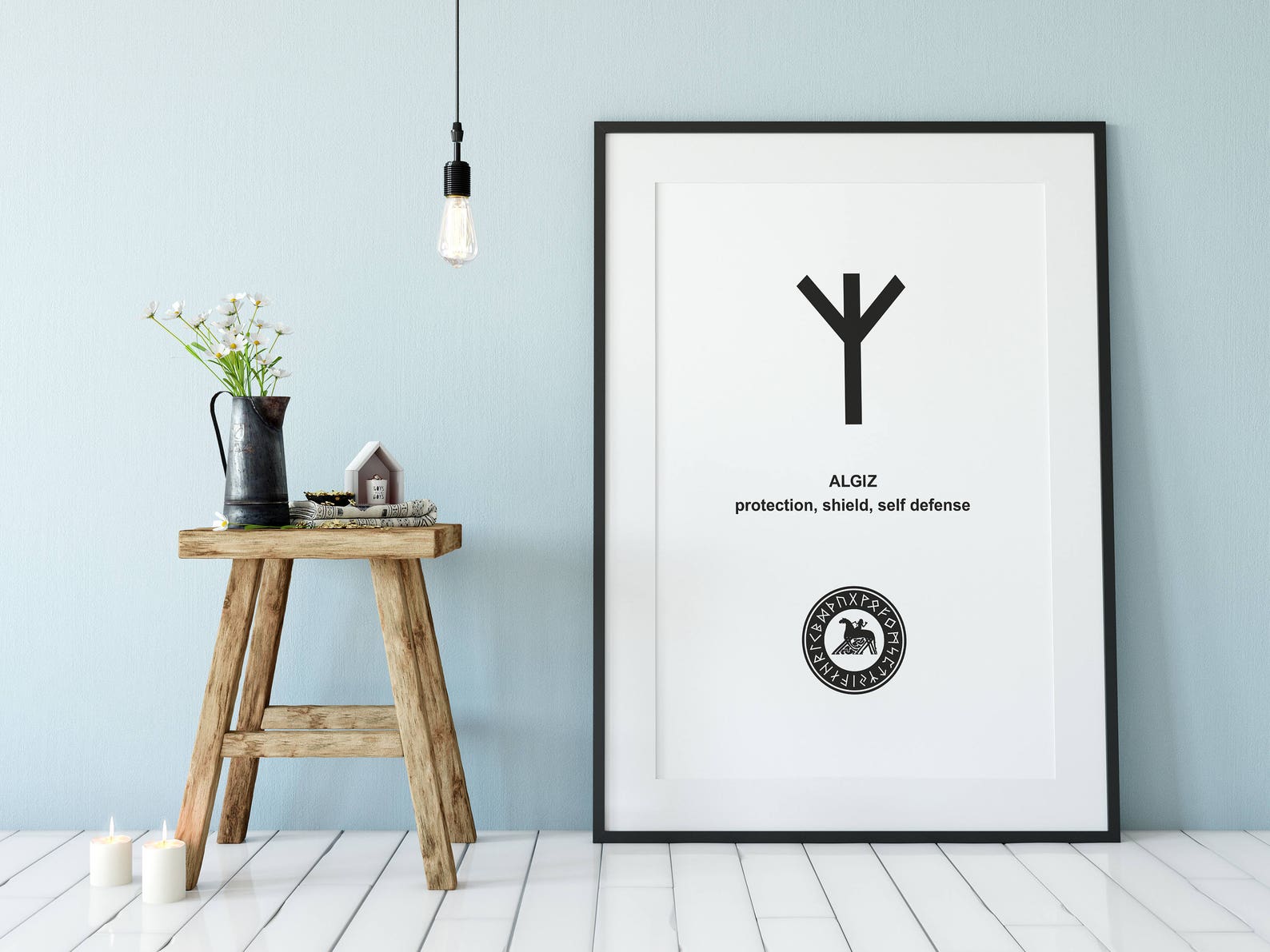 Algiz Viking Rune, Protection, Shield, Self Defense, Wall Art, Poster ...