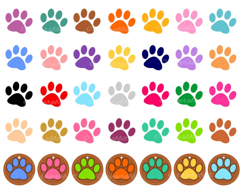 Paws and Labels Vector Illustrations, Clip Arts, Commercial Use ...