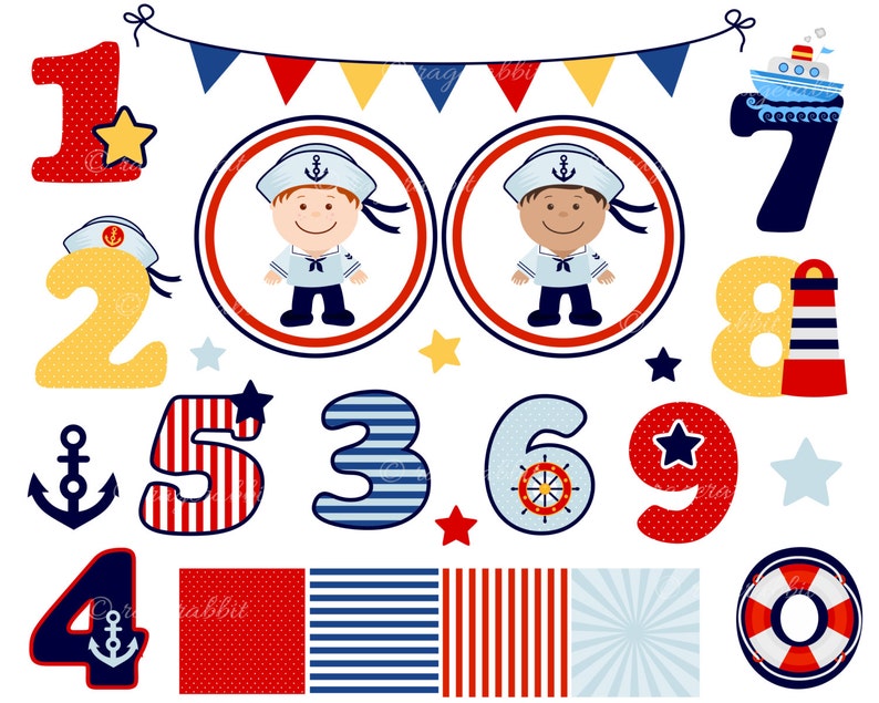 Nautical Marine Numbers Clip Art, Commercial Use, Vector Graphics ...