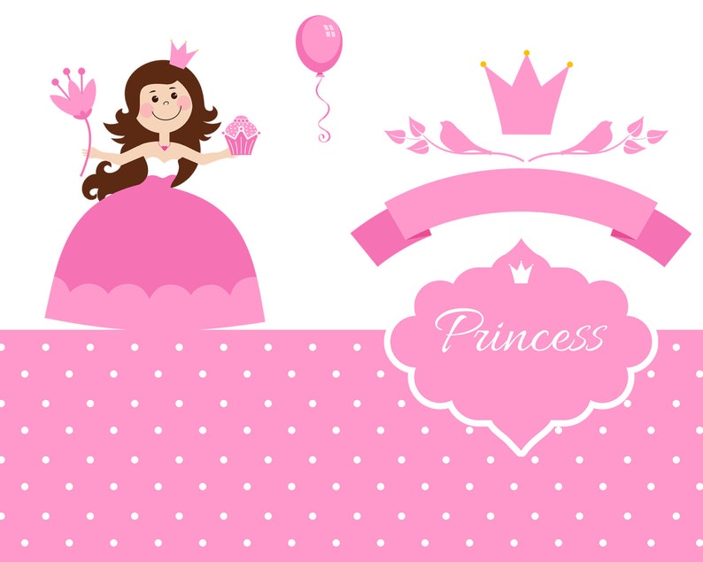 Cute Little Princesses Clip Art Digital Paper Blue Princess | Etsy
