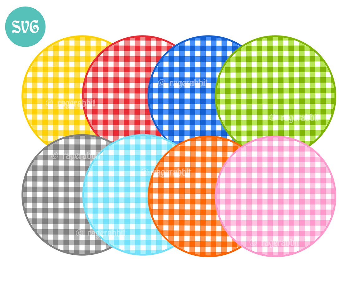 Gingham Circles SVG Files Printable Craft Supply Clip Arts - Etsy UK