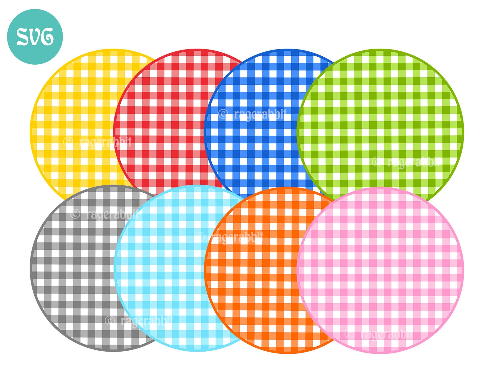Gingham Circles SVG Files Printable Craft Supply Clip Arts - Etsy UK