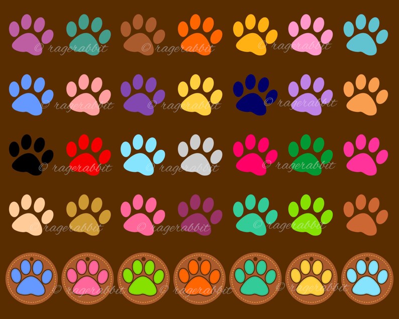 Paws and Labels Vector Illustrations, Clip Arts, Commercial Use ...
