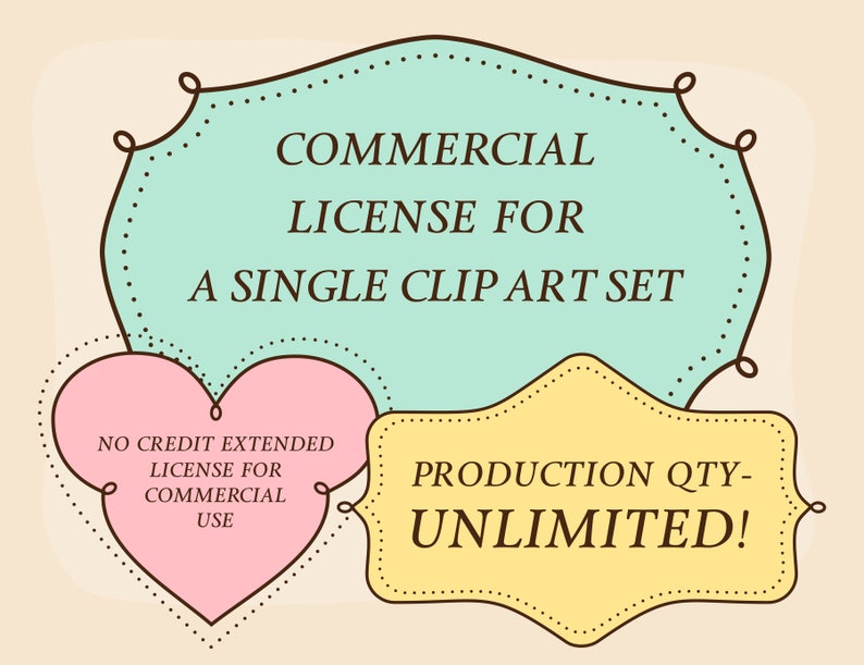 Extended License for Commercial Use of One Clipart Set, Unlimited ...